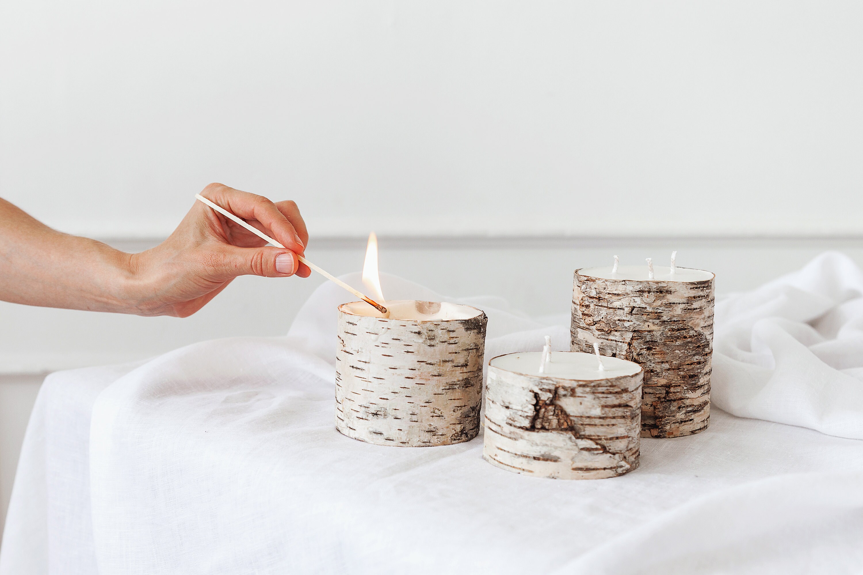 Pillar Soy Birch Candle for Woodland Home or Wedding Decor | Etsy
