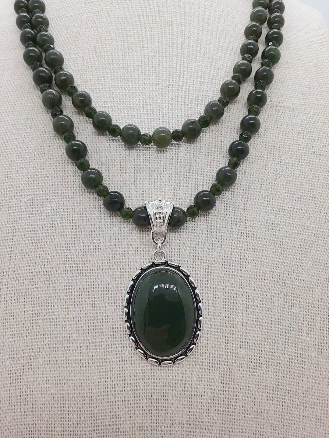 Jadeite Gemstone Necklace - Etsy