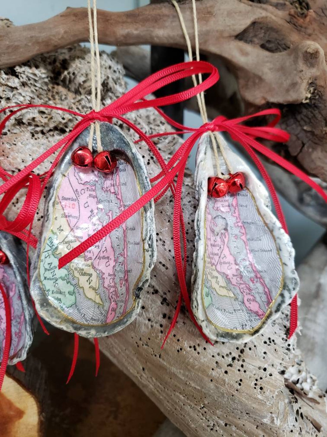 CUSTOM Oyster Shell Ornament With Personalized Map - You Pick the ...