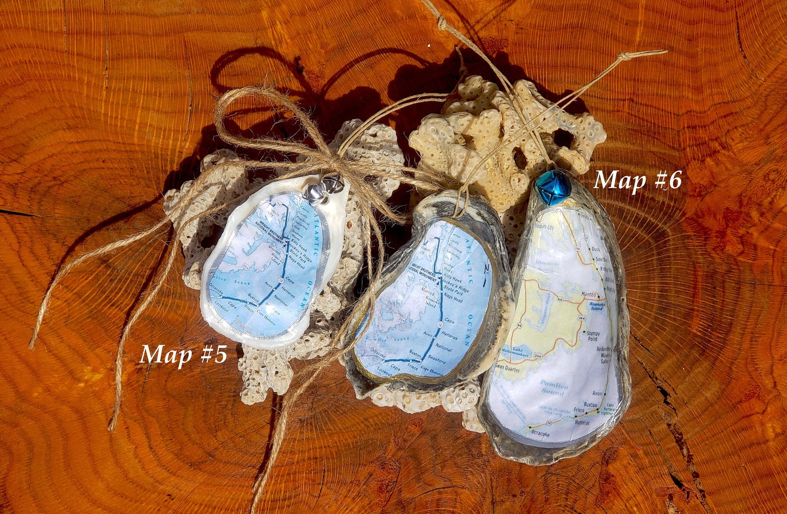 OUTER BANKS Map Oyster Shell Ornament | Beach Vacation | OBX Gifts ...