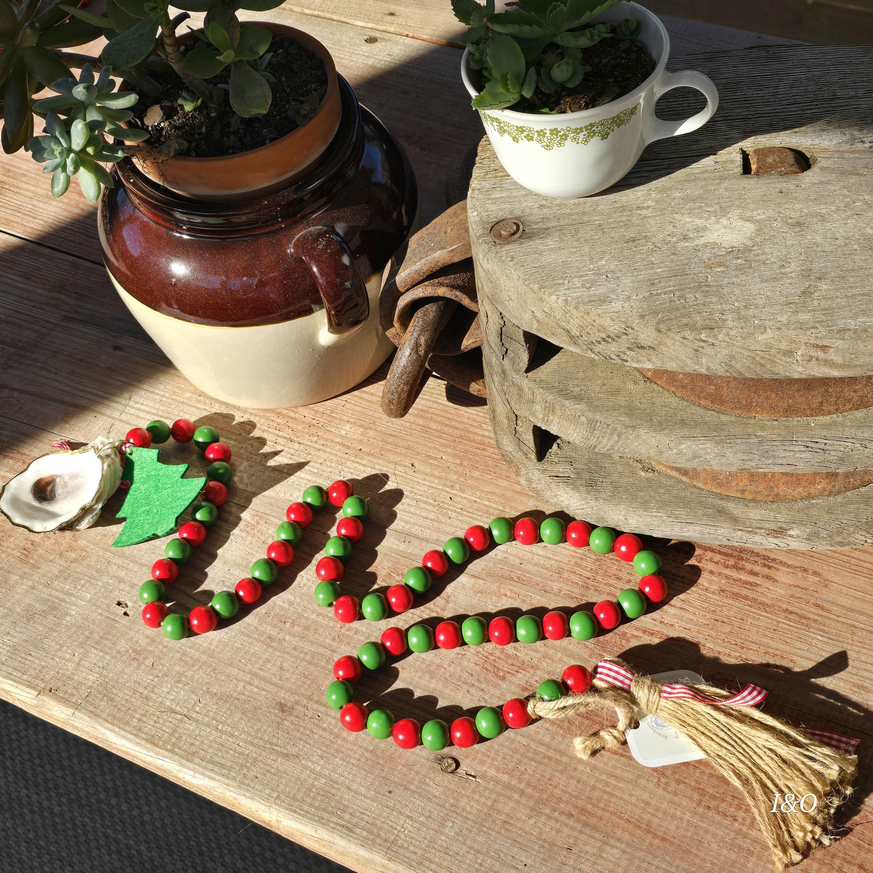 Oyster Holiday Garland - One Shell - Green Felt Christmas Tree & Jute ...