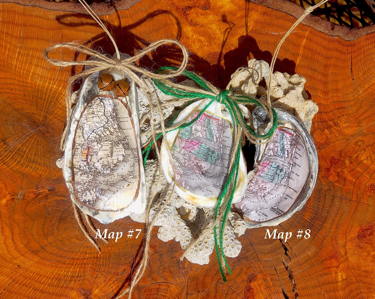 OUTER BANKS Map Oyster Shell Ornament Beach Vacation OBX Gifts Coastal ...