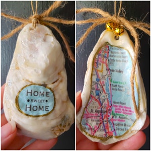 CUSTOM Oyster Shell Ornament With Personalized Map - You Pick the ...