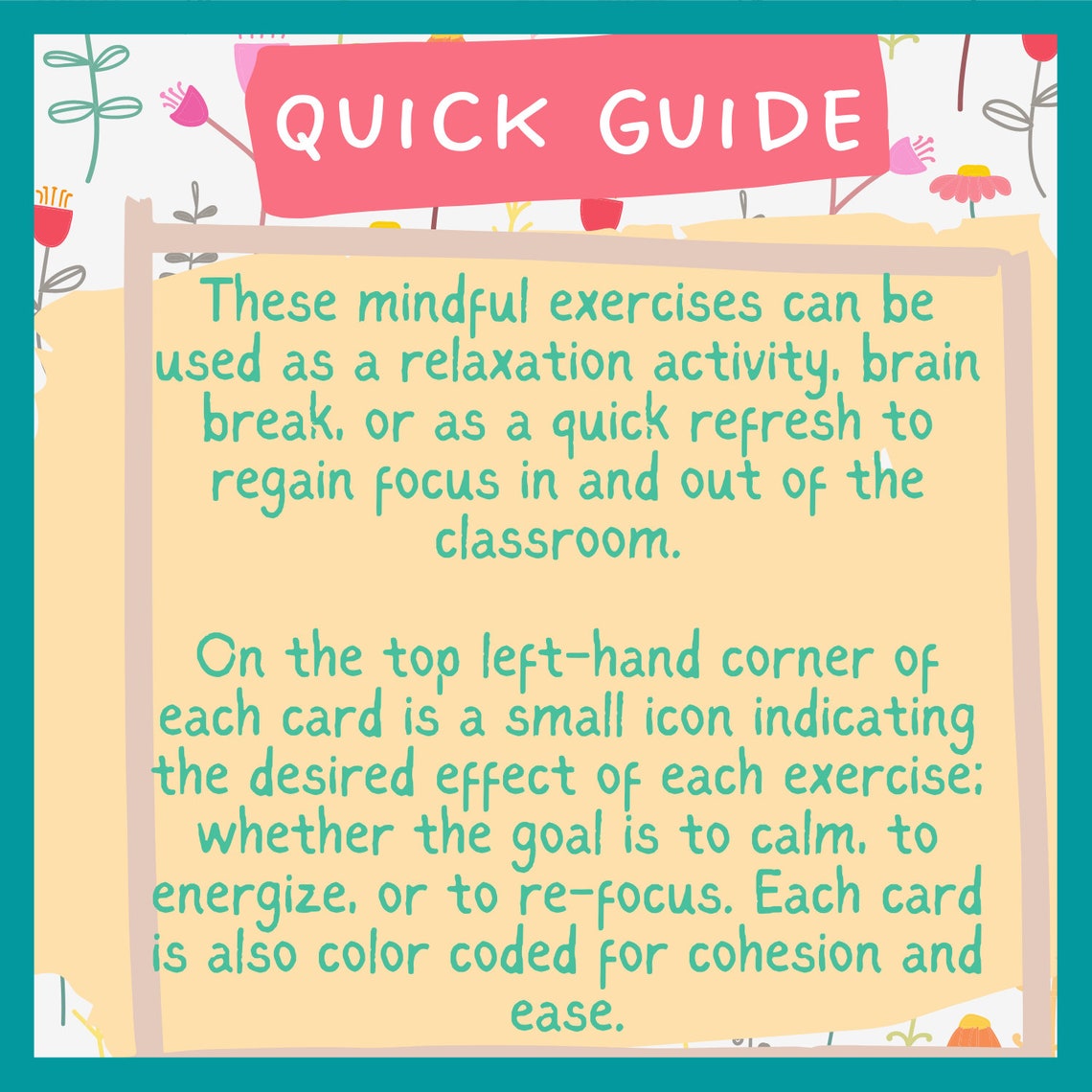 Mindful Breathing for Kids Card Deck - Set of 30 - *DIGITAL FILE* - Etsy