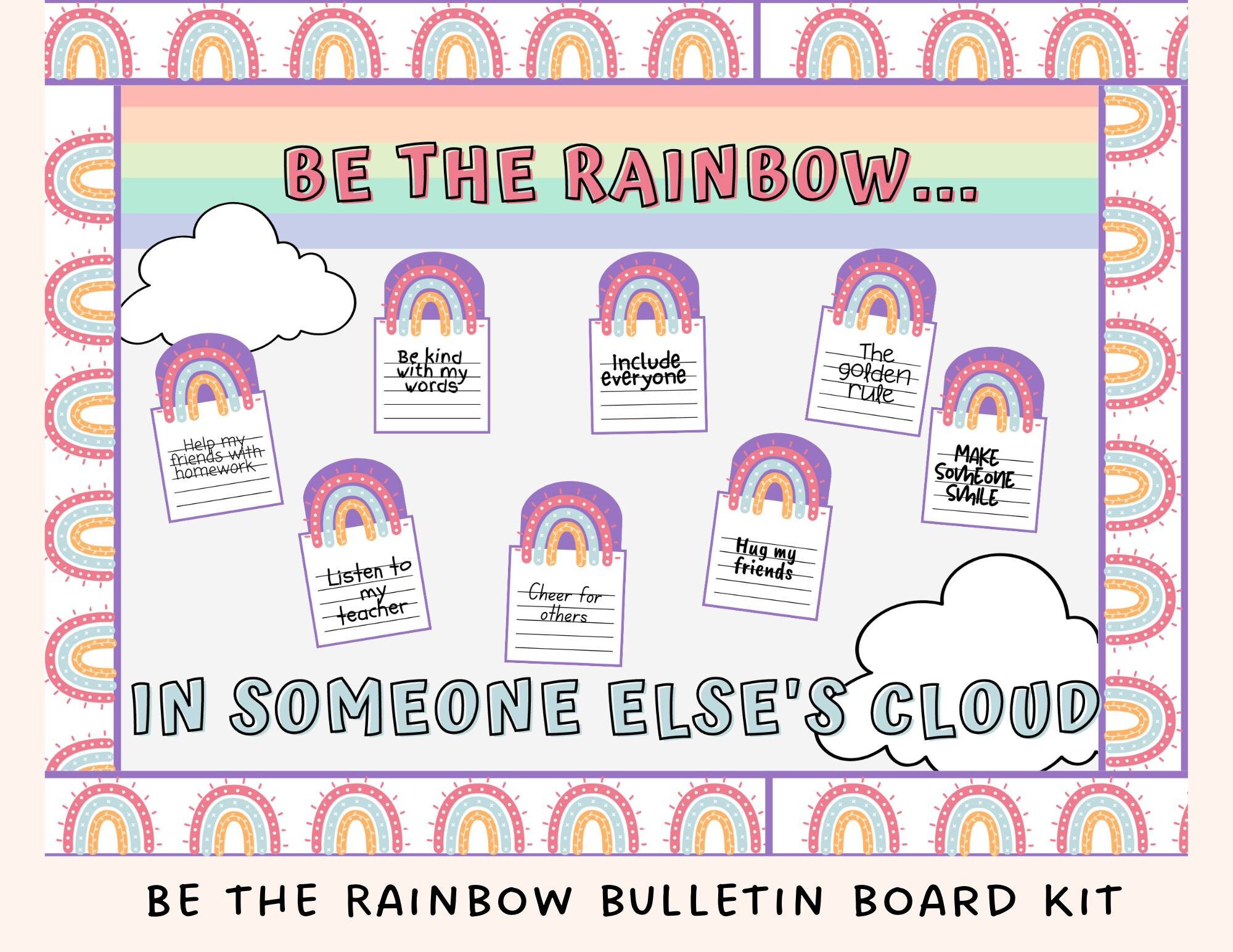 Be the Rainbow Bulletin Board Classroom Kit Kindness Bulletin Board Kit ...
