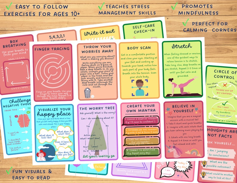 Anxiety Coping Skills Card Deck - Set of 24 - *DIGITAL FILE* - Etsy