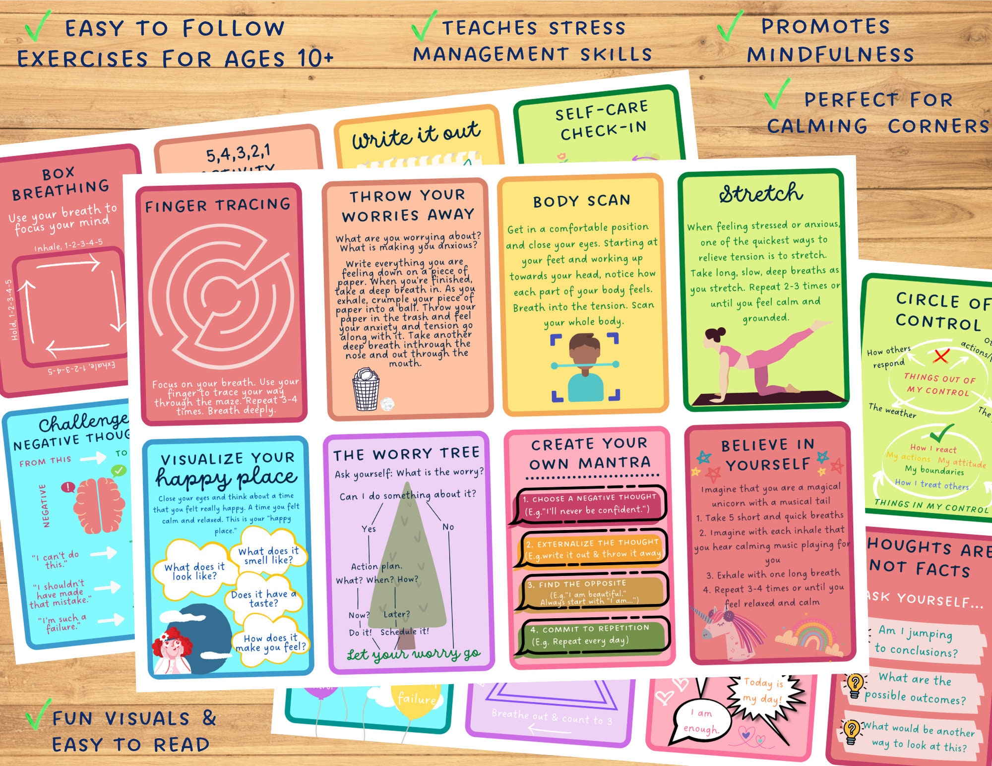 Anxiety Coping Skills Card Deck - Set of 24 - *DIGITAL FILE* - Etsy