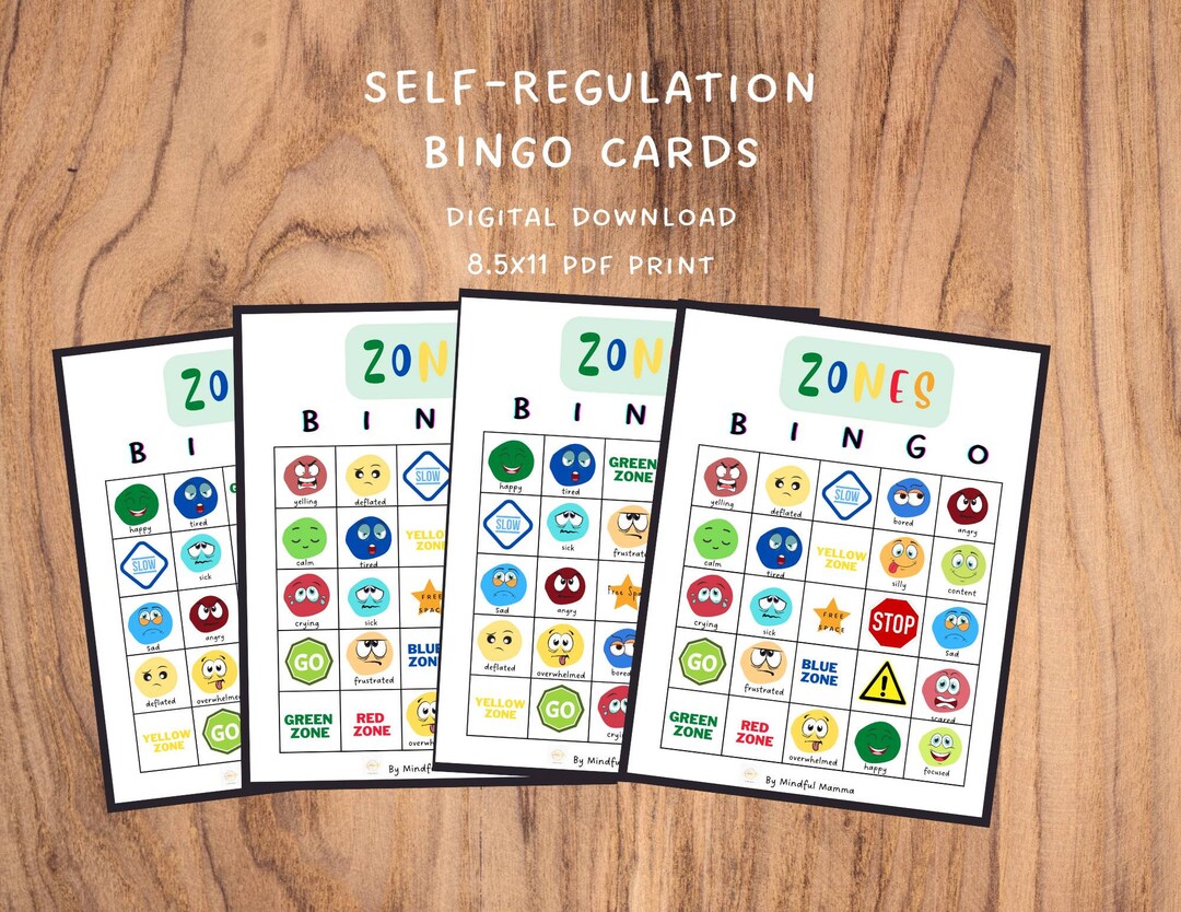 Self-regulation Bingo Cards | ZONES Bingo -*DIGITAL FILE* - Etsy