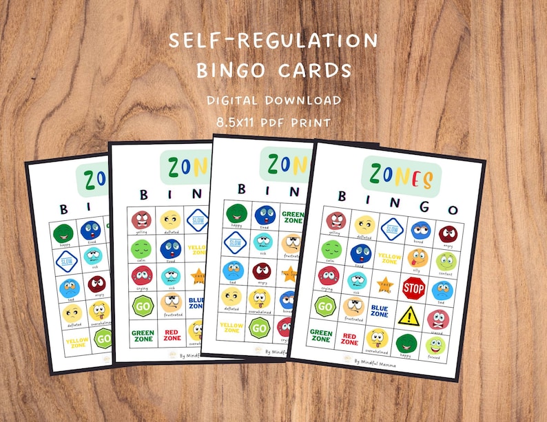 Self-regulation Bingo Cards | ZONES Bingo -*DIGITAL FILE* - Etsy