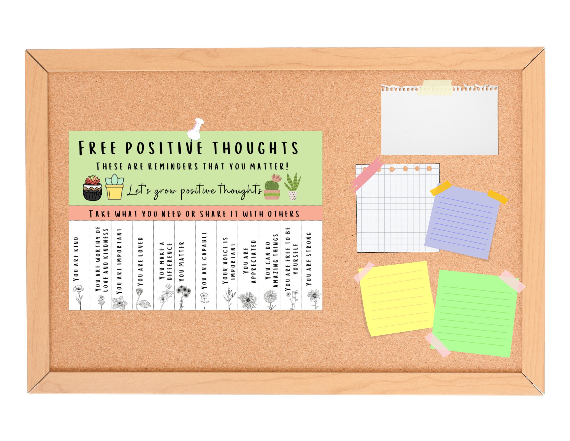 Free Positive Thoughts Tear and Share Poster Flier - *DIGITAL FILE* - Etsy