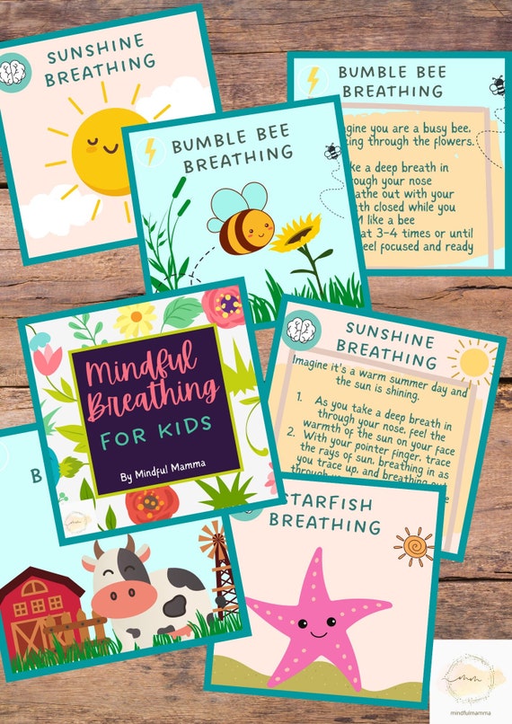 Mindful Breathing for Kids Card Deck Set of 30 DIGITAL | Etsy