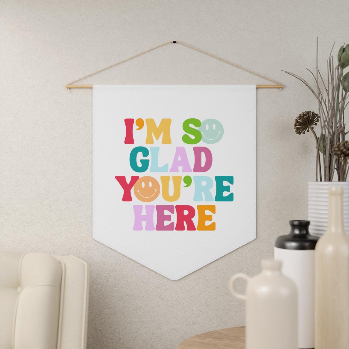 I'm so Glad You're Here | Classroom Office Decor | Colorful Boho ...