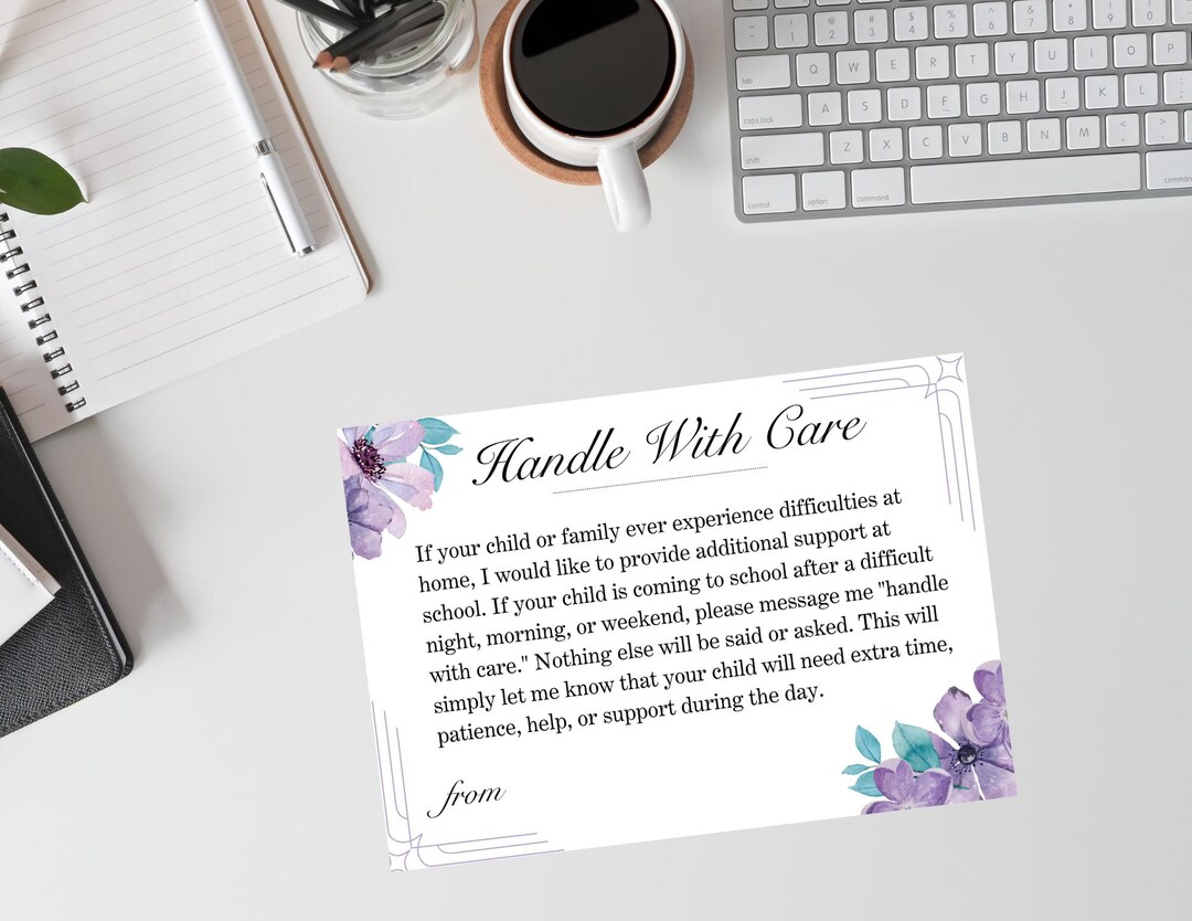 Handle With Care Cards | Teacher to Parent Post Cards | Parent Letters ...