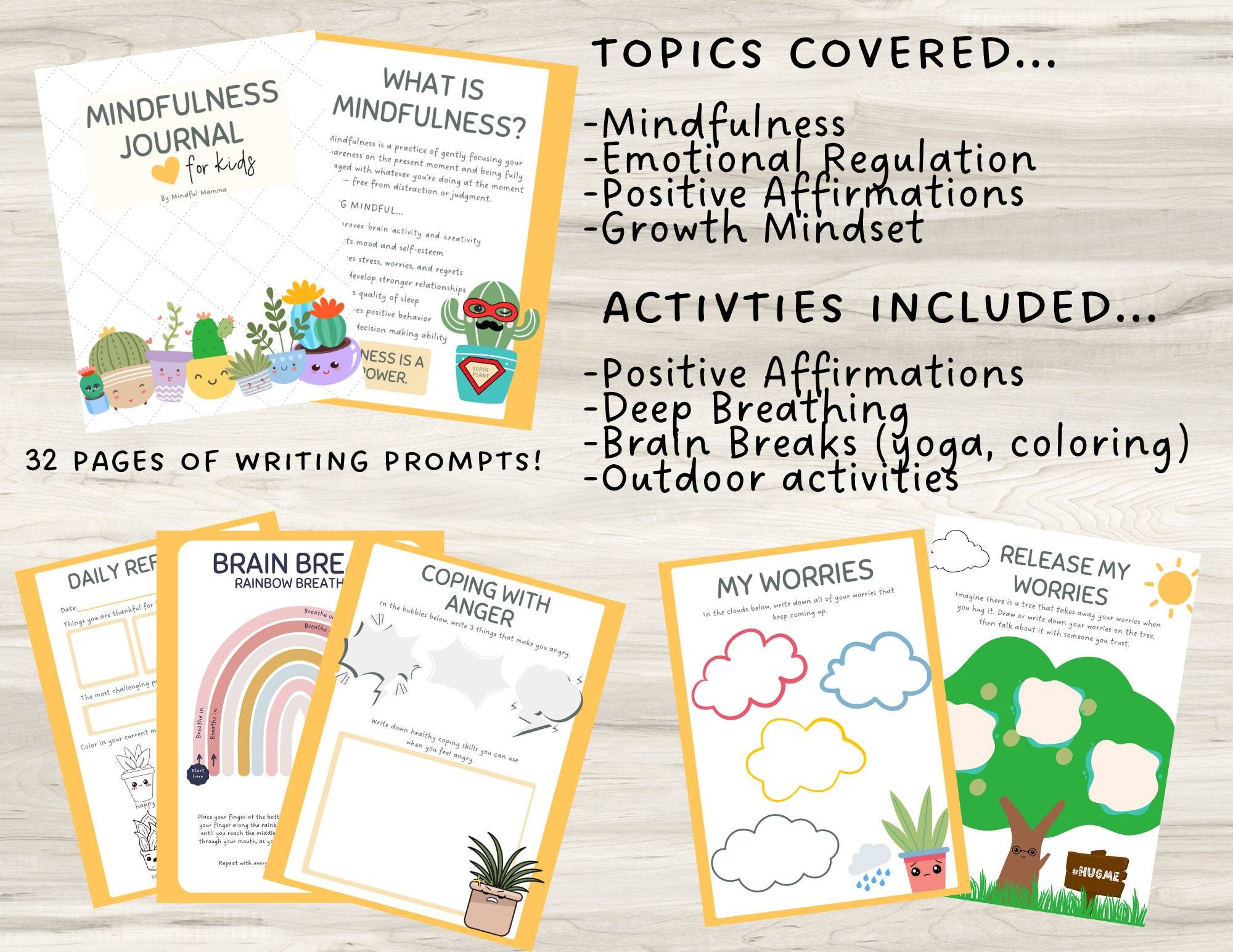 Mindfulness Journal for Kids | Social Worker Therapy Tools for Kids ...