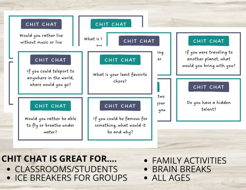 Conversation Starter Card Deck - Set of 48 | "chit Chat" Card Deck ...