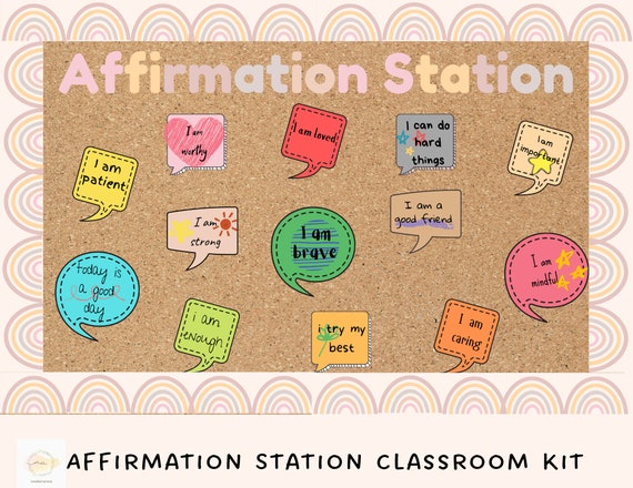 Positive Affirmation Posters 32-Piece Boho Affirmation Station Bulletin ...