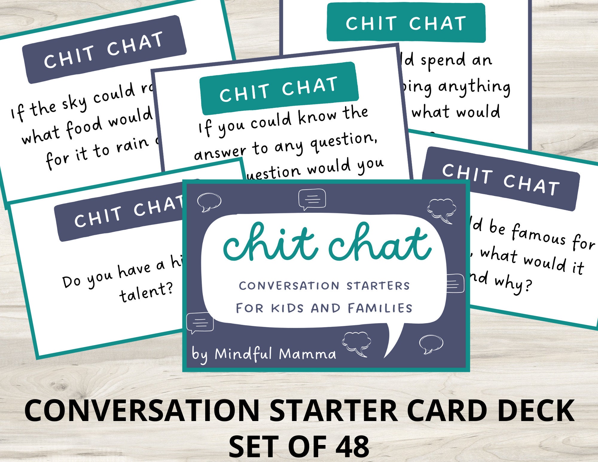 Conversation Starter Card Deck - Set of 48 | "chit Chat" Card Deck ...