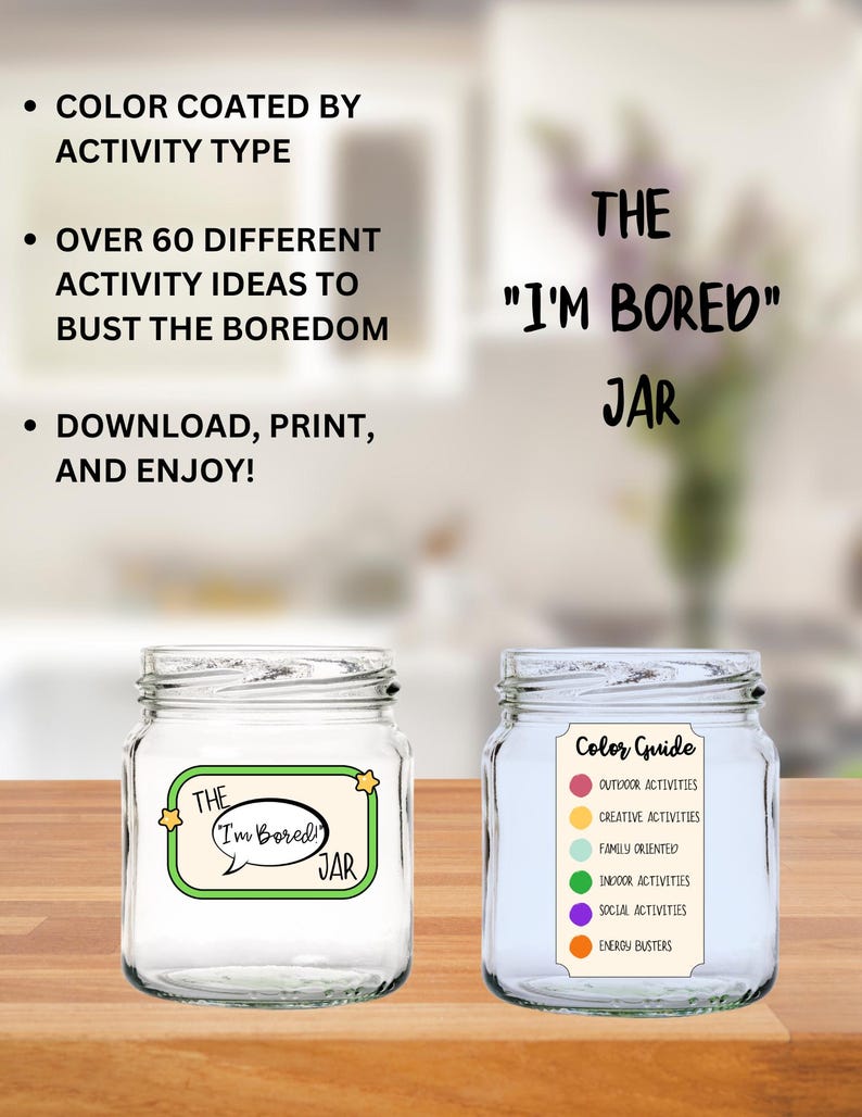 The "i'm Bored" Jar - Printable Boredom Busters - Etsy