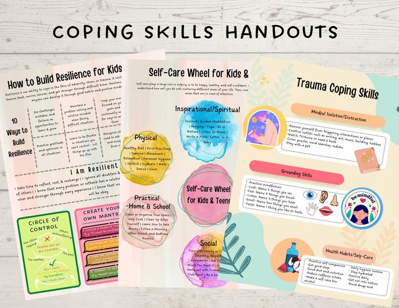 Trauma Coping Skills Handouts for Kids & Teens | Printable Therapy ...