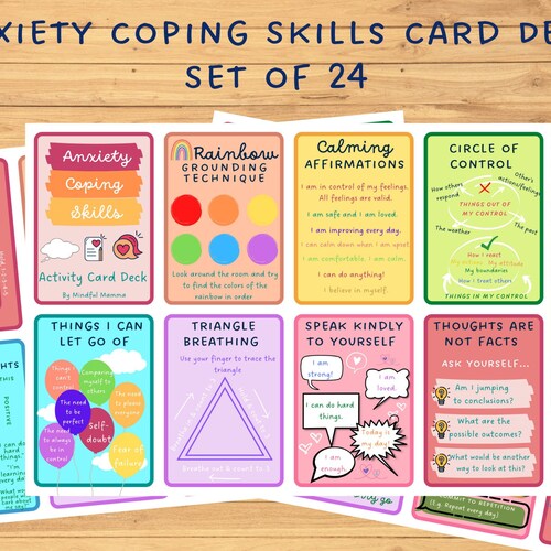 Anxiety Coping Skills Card Deck Set of 24 DIGITAL FILE - Etsy