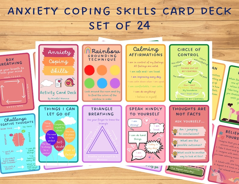 Anxiety Coping Skills Card Deck - Set of 24 - *DIGITAL FILE* - Etsy