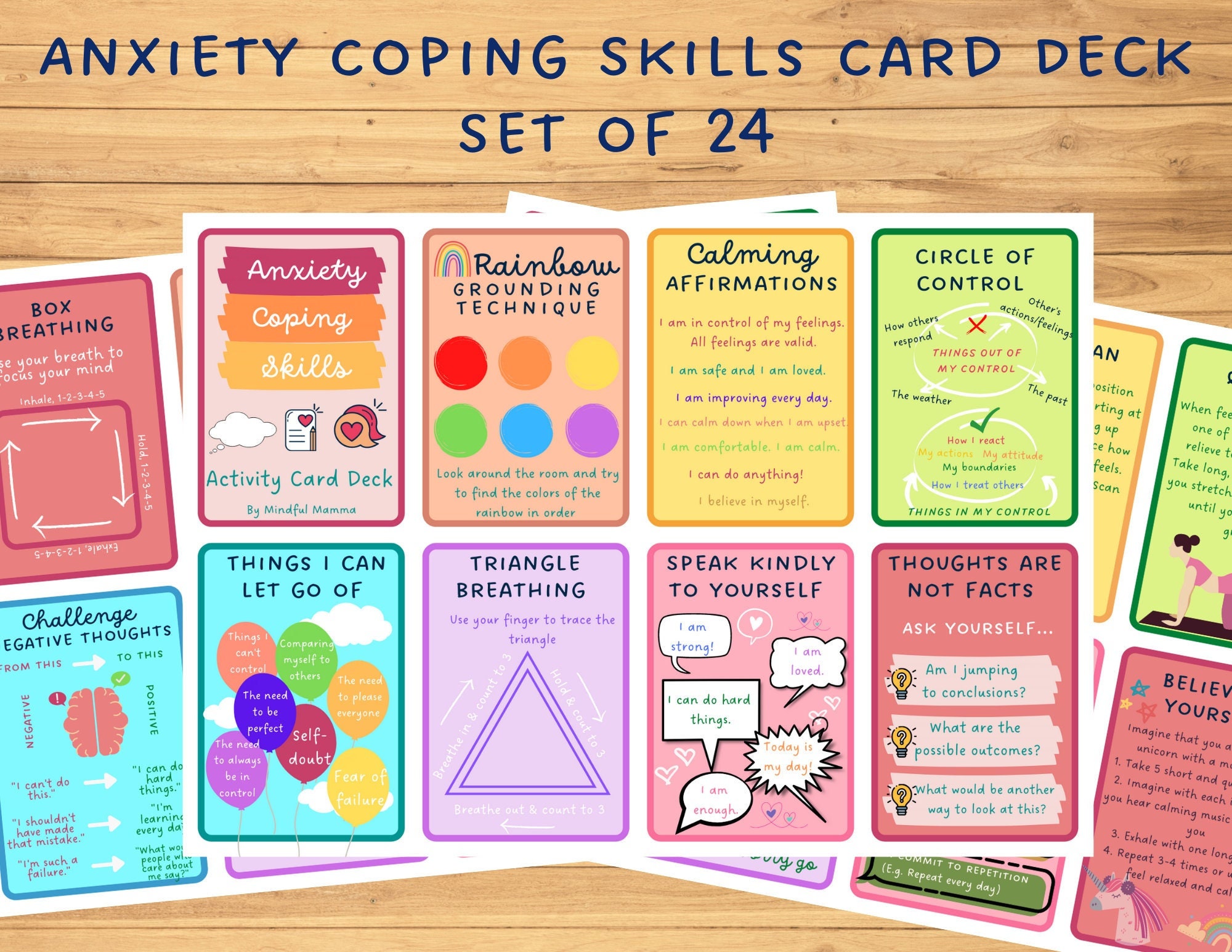 Anxiety Coping Skills Card Deck - Set of 24 - *DIGITAL FILE* - Etsy