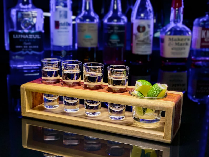 Tequila Shot Flight Serving Tray for 4 Shots Shot Flight - Etsy