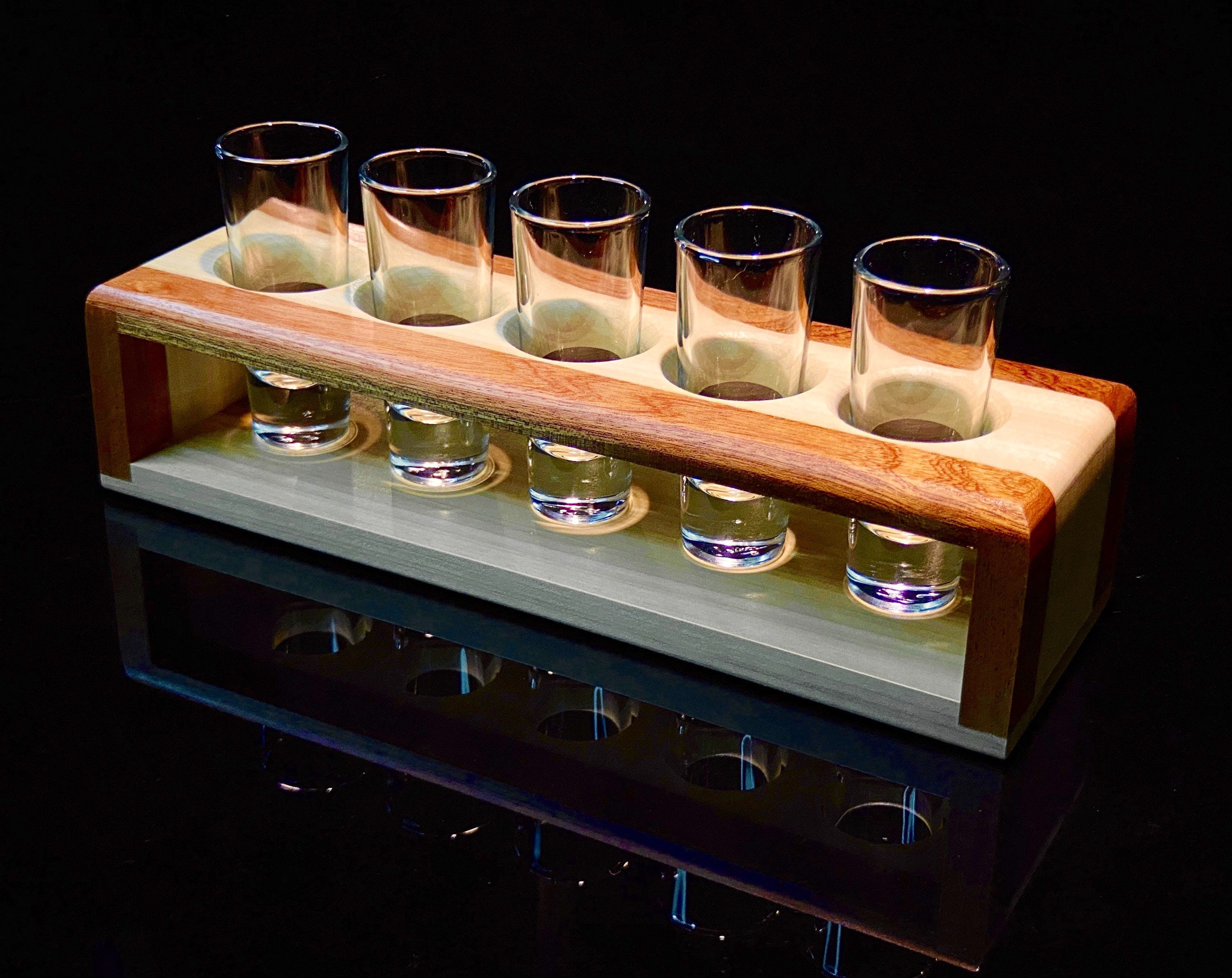 Tequila Shot Flight Serving Tray With 5 Shot Glasses | Custom Barware ...