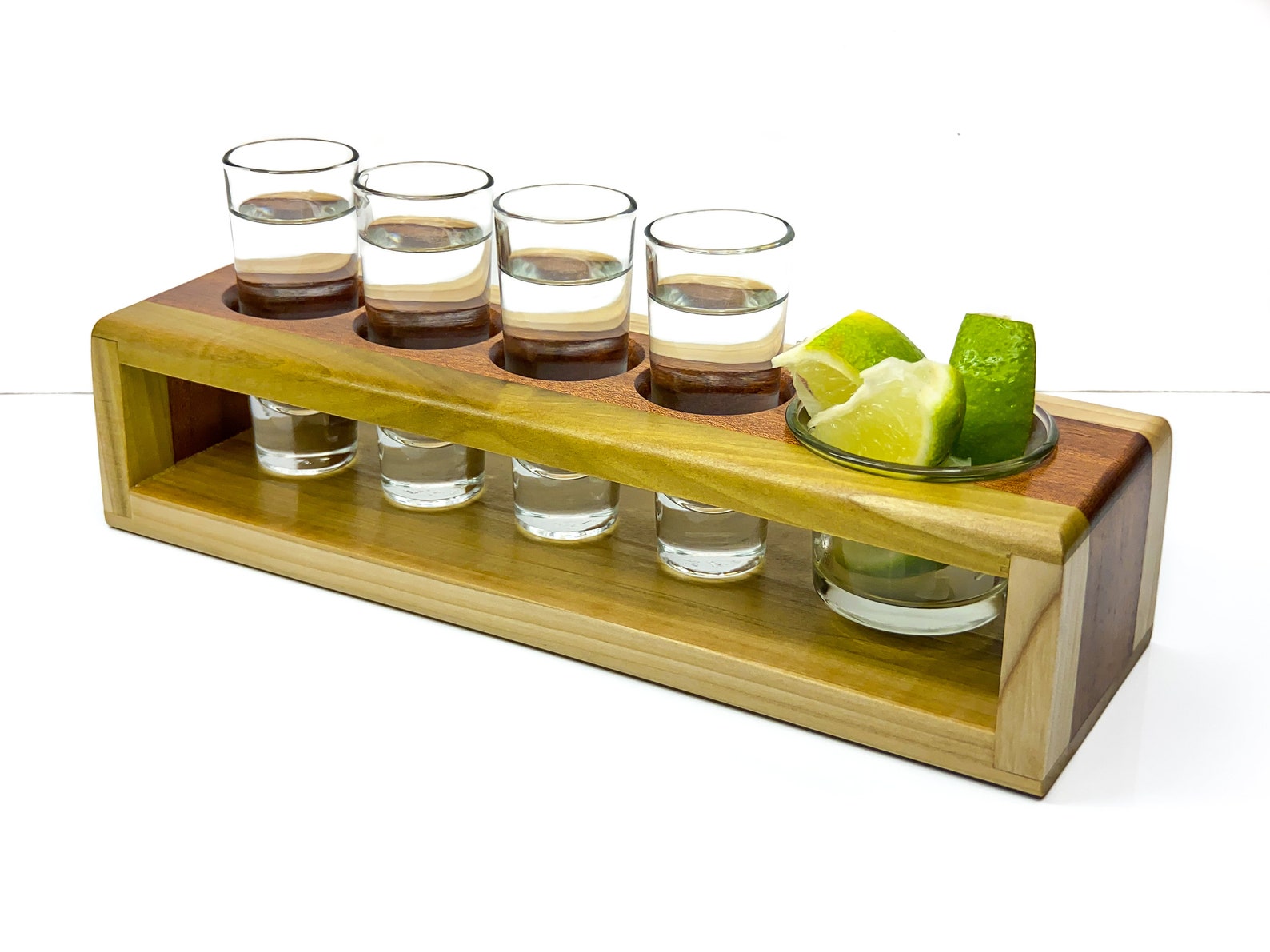 Shot Glass Serving Tray With Shot Glasses For Tequila Shots Etsy