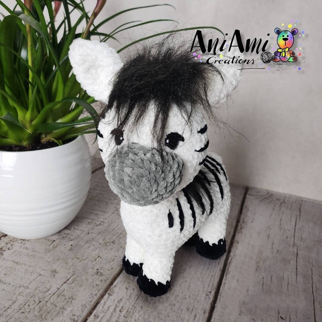 Zebra Crochet Pattern, Amigurumi Zebra Pattern, Low Sew Zebra Crochet ...
