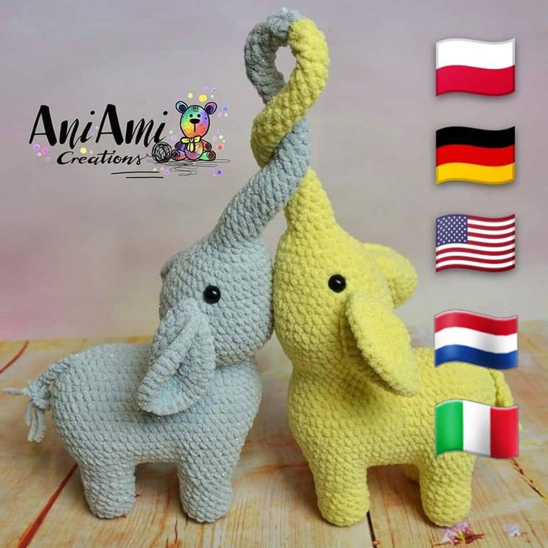 Crochet Love Elephants Pattern,amigurumi Elephant Pattern,4 Legs ...