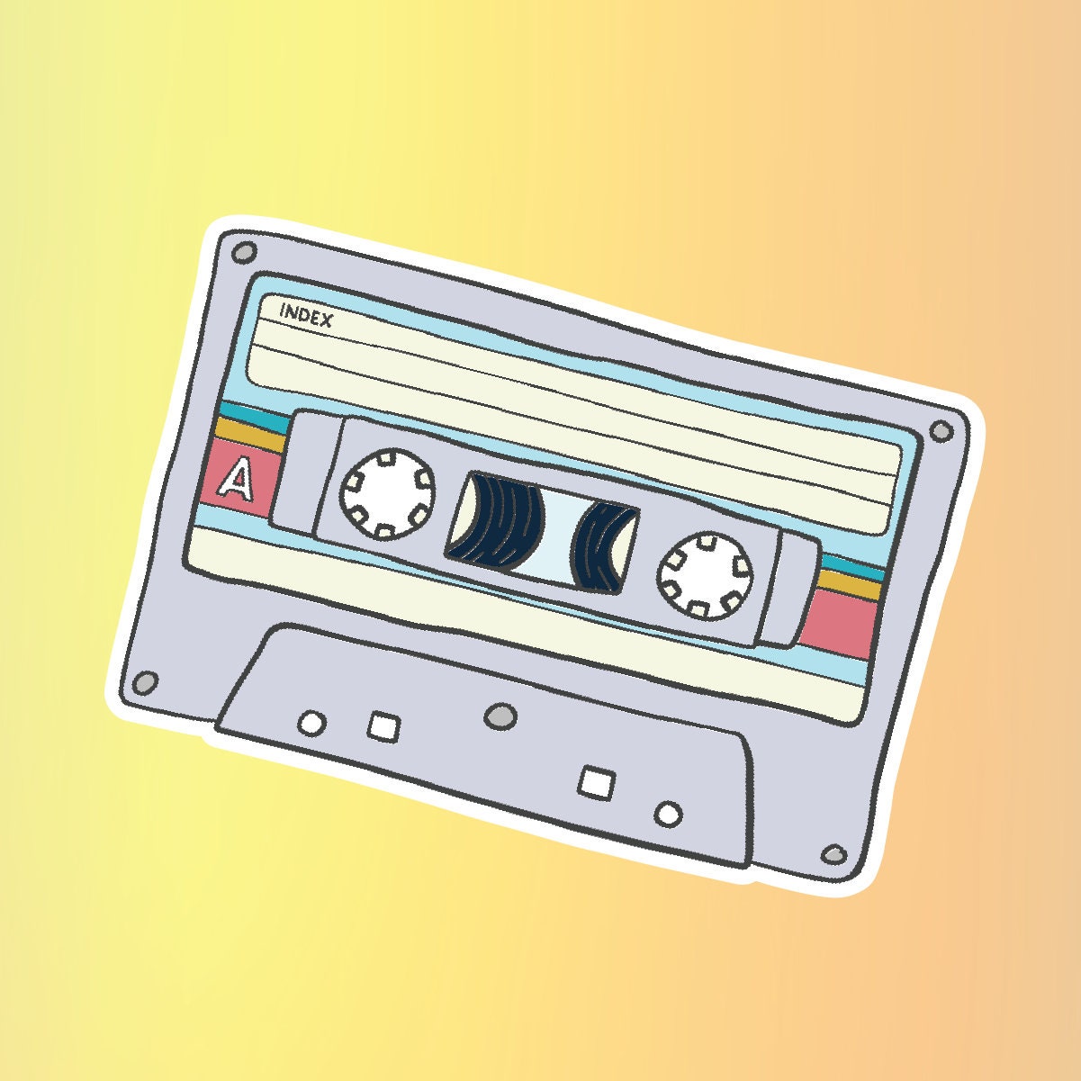 Retro Nostalgic Handdrawn 90s 2000s 3x3 Vinyl Sticker Cassette Tape - Etsy