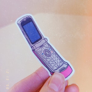 Retro Nostalgic Handdrawn 90s 2000s 3x3 Vinyl Sticker Motorola Hot Pink ...