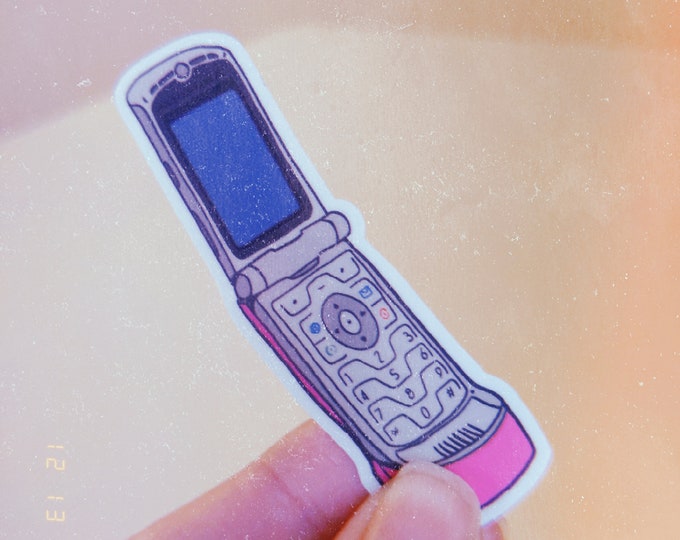 Retro Nostalgic Handdrawn 90s 2000s 3" Vinyl Sticker Motorola Hot Pink ...