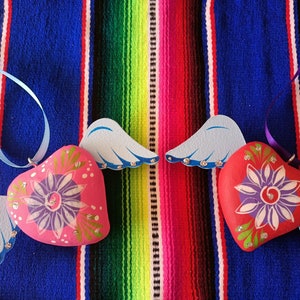 Mexican Winged Heart Colourful Hanging Ornaments Set of 10! Give as 1 ...