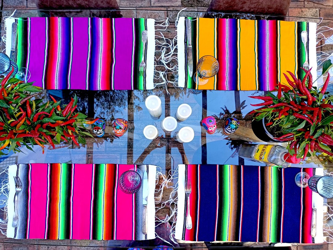 Mexican Placemats Set of 4 Serape Placemats Fiesta Decorations Cinco De ...
