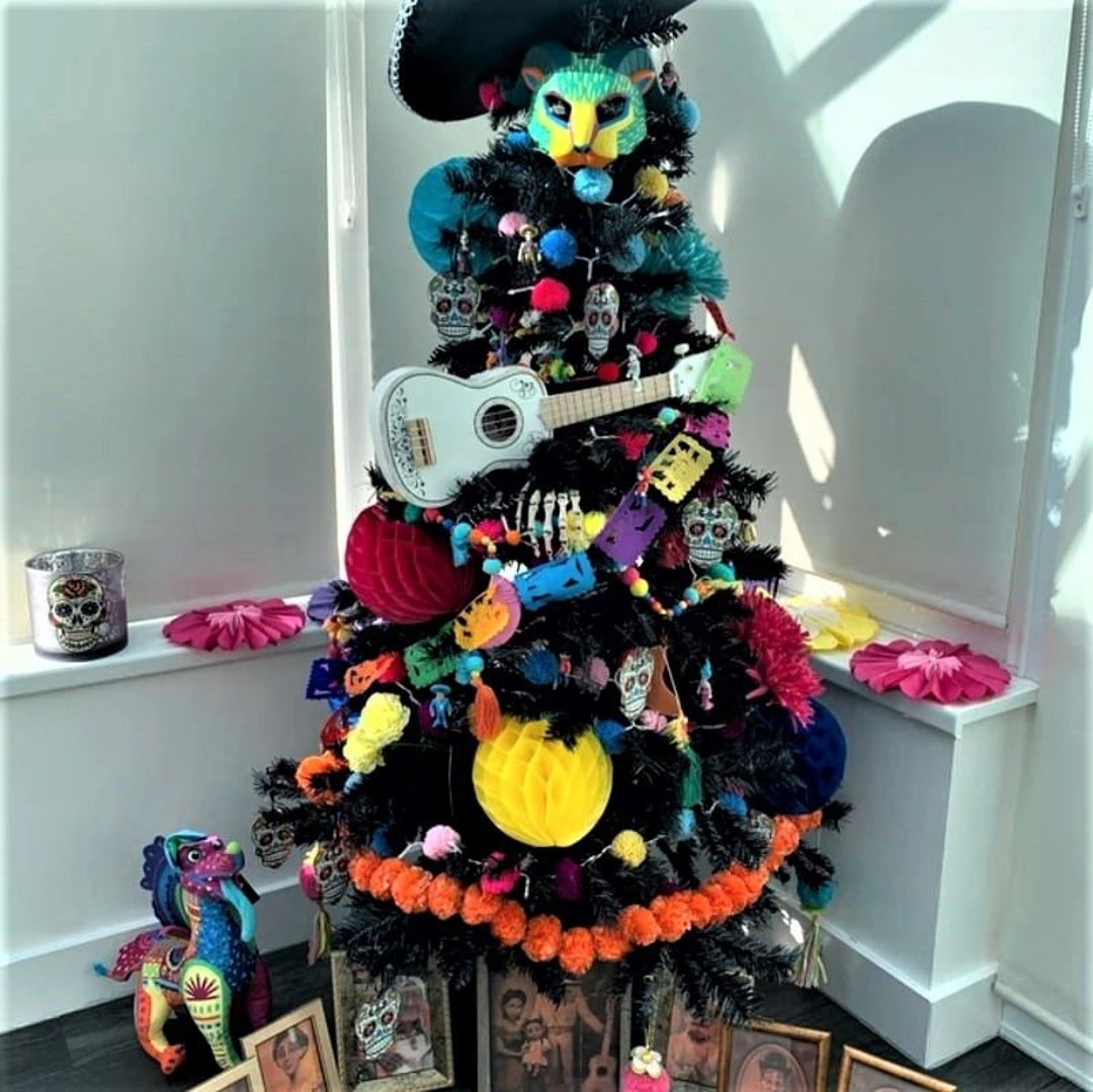 Mini Papel Picado Christmas Tree Garland Mexican Xmas Decor Bunting ...