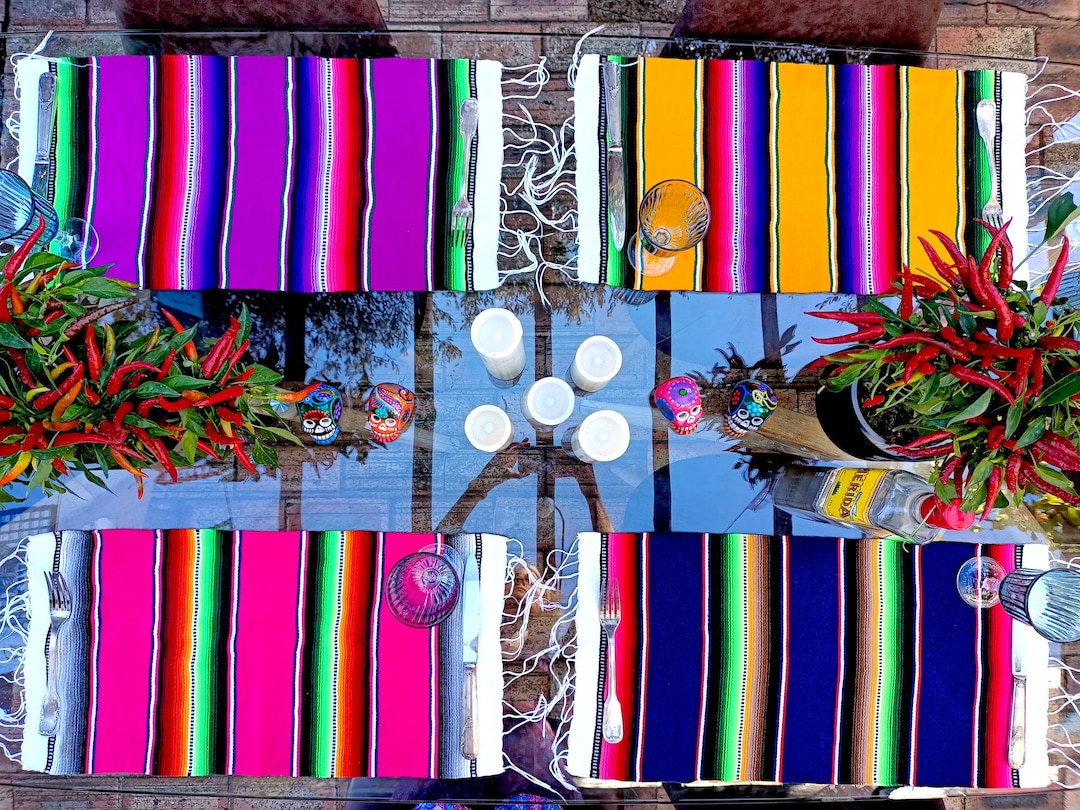 Set of 4 Mexican Sarape Placemats Vibrant Table Decor for Everyday Use ...