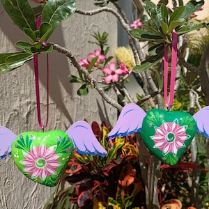 Mexican Winged Heart Colourful Hanging Ornaments Set of 10! Give as 1 ...