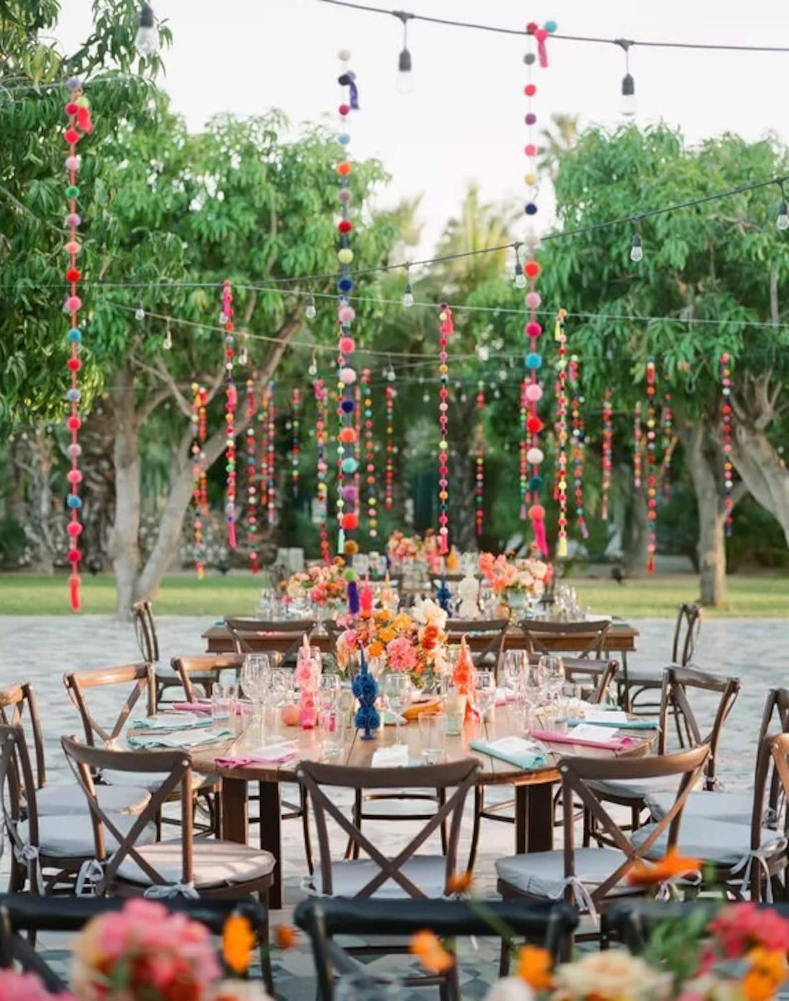 Wholesale Pom Pom Garlands Strings | Colourful Handmade Mexican Event ...