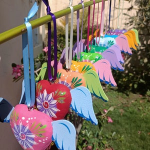 Mexican Winged Heart Colourful Hanging Ornaments Set of 10! Give as 1 ...