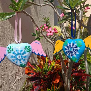 Mexican Winged Heart Colourful Hanging Ornaments Set of 10! Give as 1 ...