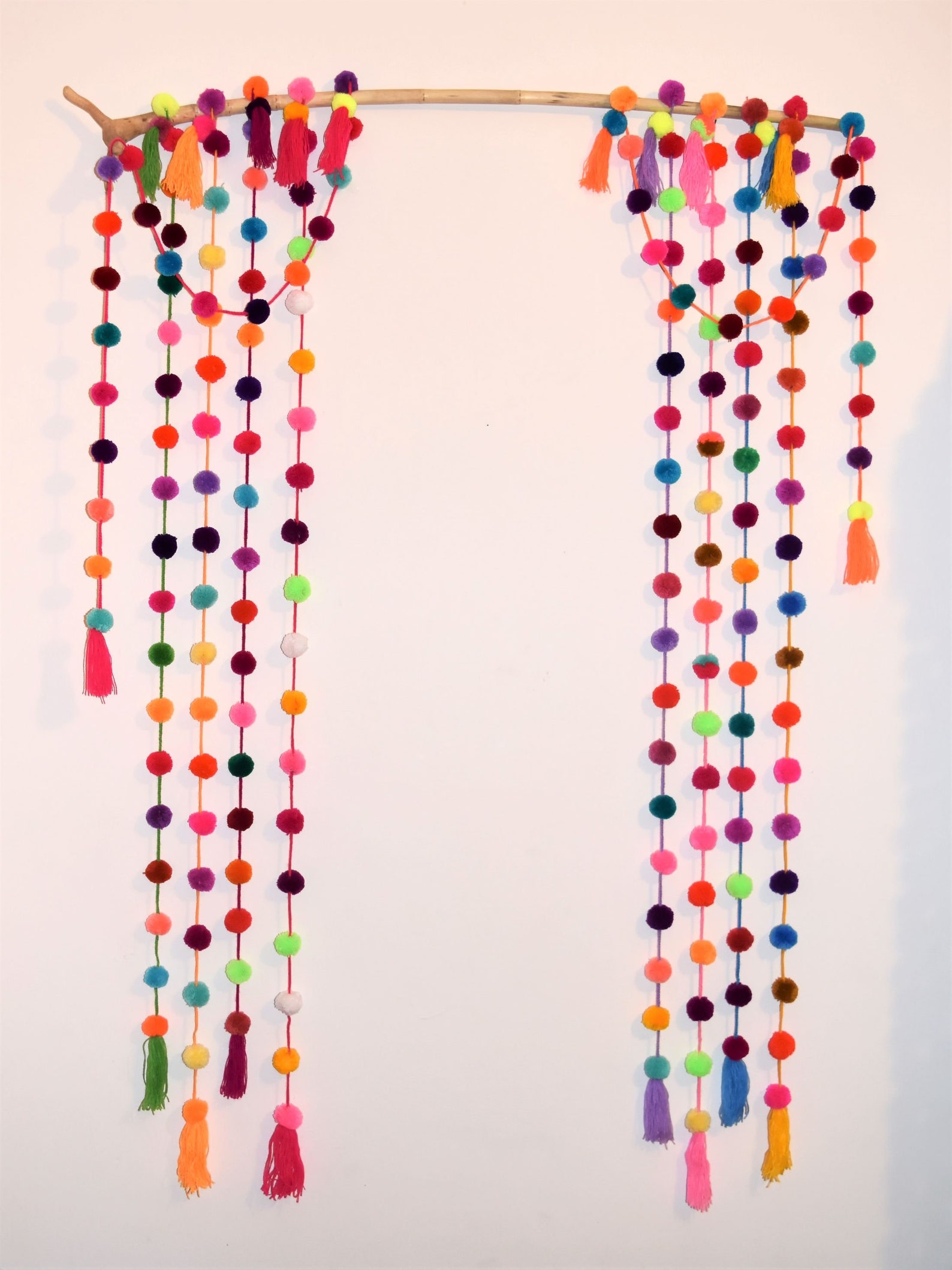 50 Pom Pom Garlands Wholesale Each 5ft/1.50m Long Multi-coloured Pom ...