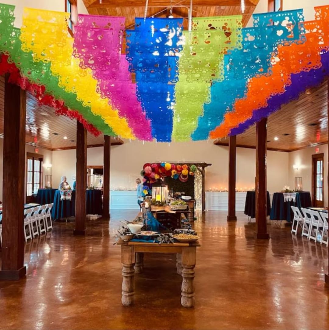 Quinceañera Papel Picado Banners Plastic Flags Mexican Party ...