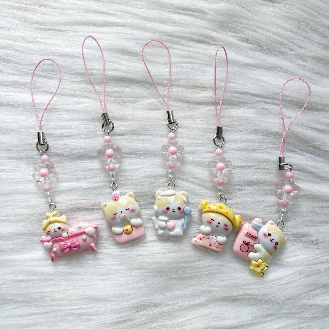 Pink Cat Phone Charm Cute Kawaii Custom Charms - Etsy