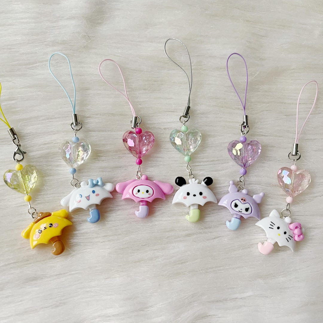 Kawaii Characters Phone Charm Cute Kitty Purple Devil Cute Puppy ...