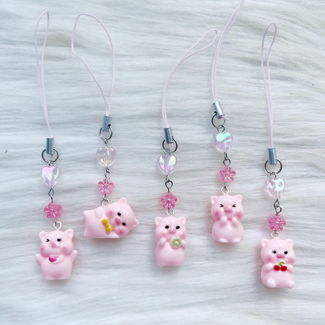 3D Pink Pig Kawaii Phone Charm Dust Plug Charms for Cellphones and ...