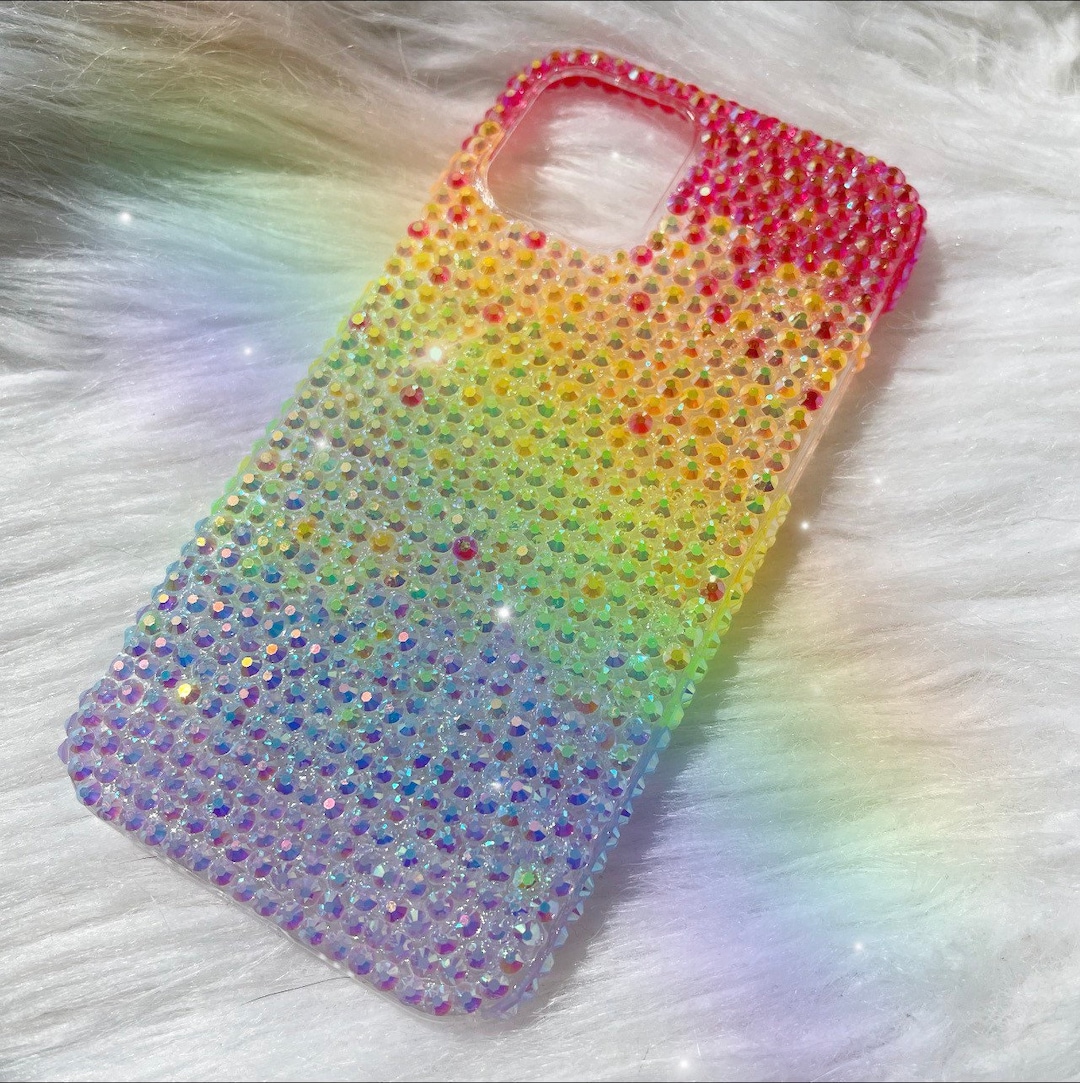 Rainbow Ombré Rhinestone Phone Case Glitter Ombré Case Rainbow Case ...