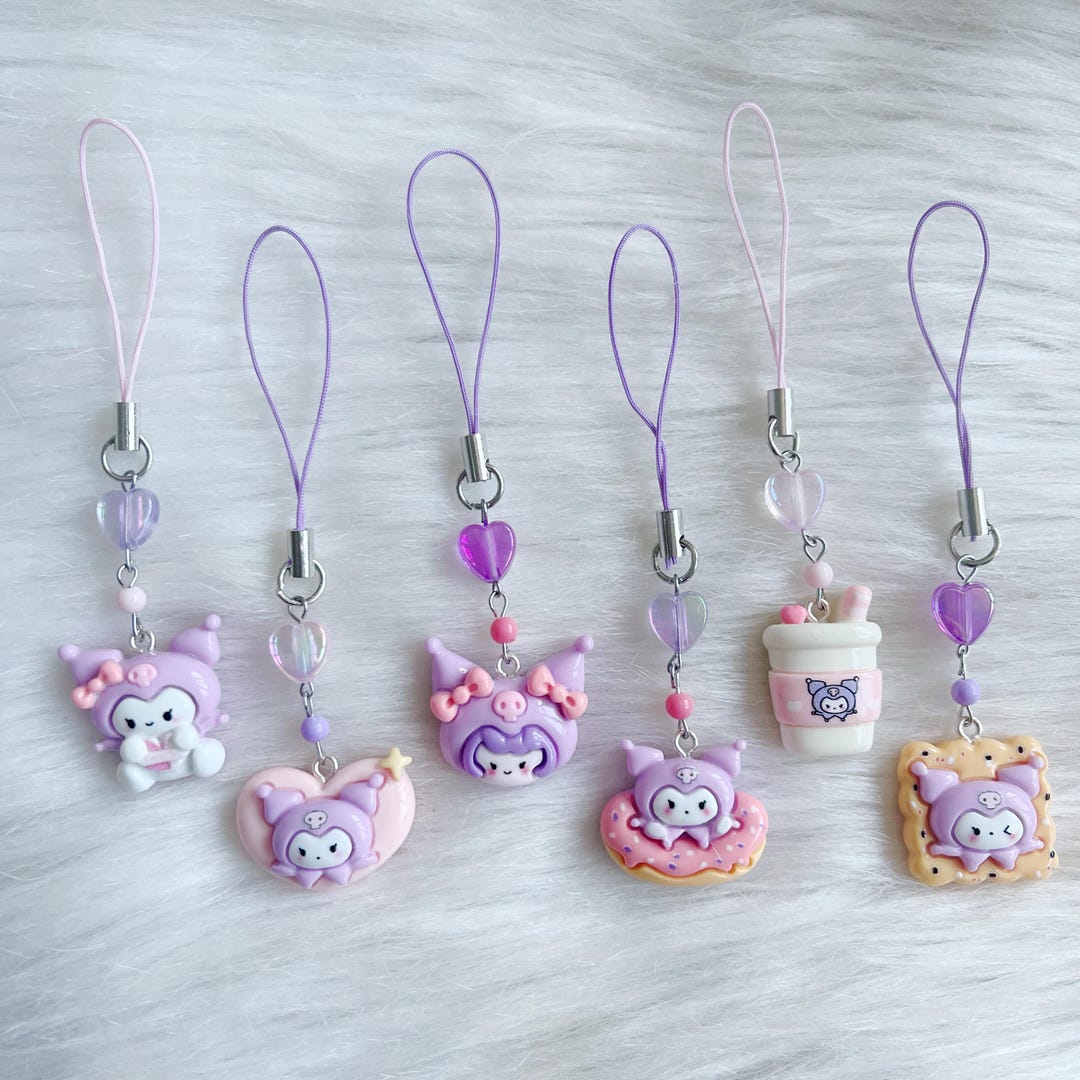 Purple Kawaii Devil Character Phone Charm Cute Cookie Donut Charms for ...