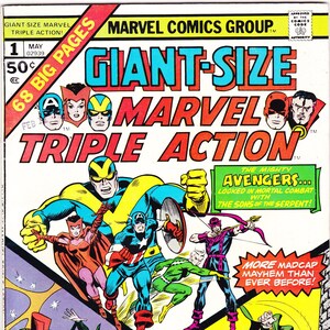 Giant-size Marvel Triple Action 1 Comic, Avengers Comics, Hawkeye, Daredevil Books. 1975, FN 6.0 ...